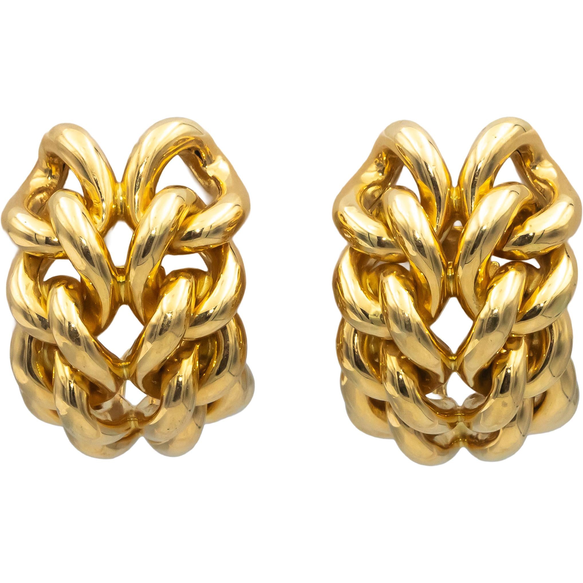 TIFFANY & CO. 18k Yellow Gold Chain Link Clip-On Earrings – Maven Palm ...